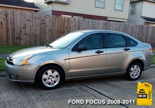 Le type d'huile qui est recommandée pour le véhicule Ford Focus 2008-2011